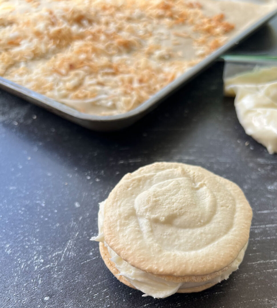 Toasted Coconut French Macarons With Cream Filling - joinmeinthekitchen.com