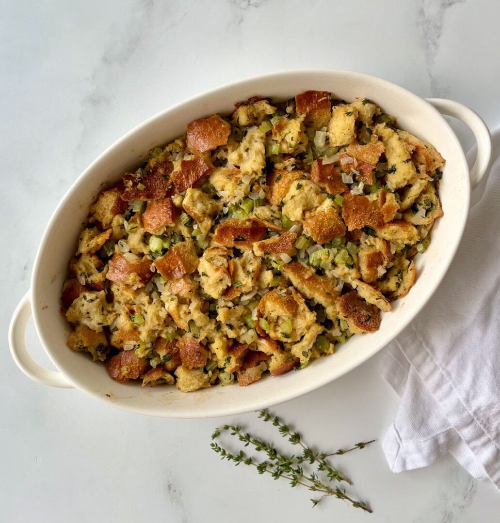 The Best Vegetarian Stuffing With Sourdough Bread - joinmeinthekitchen.com